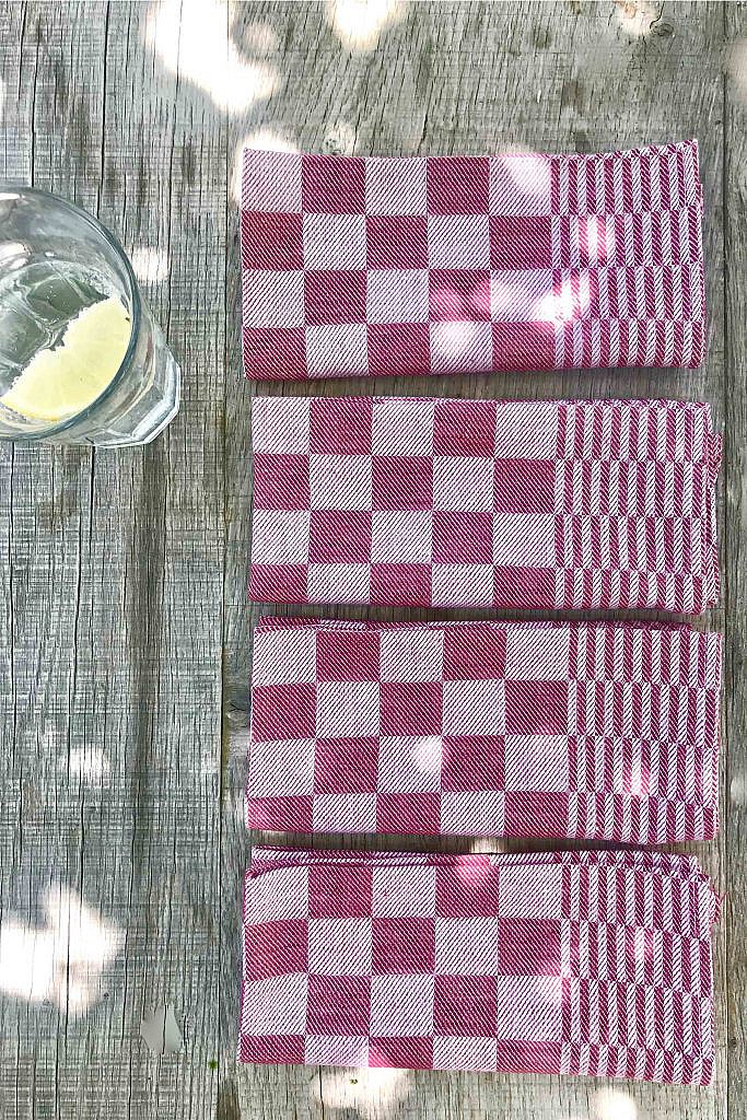 Rood geblokte katoenen servetten, 4 stuks - Pauline's Cuisine